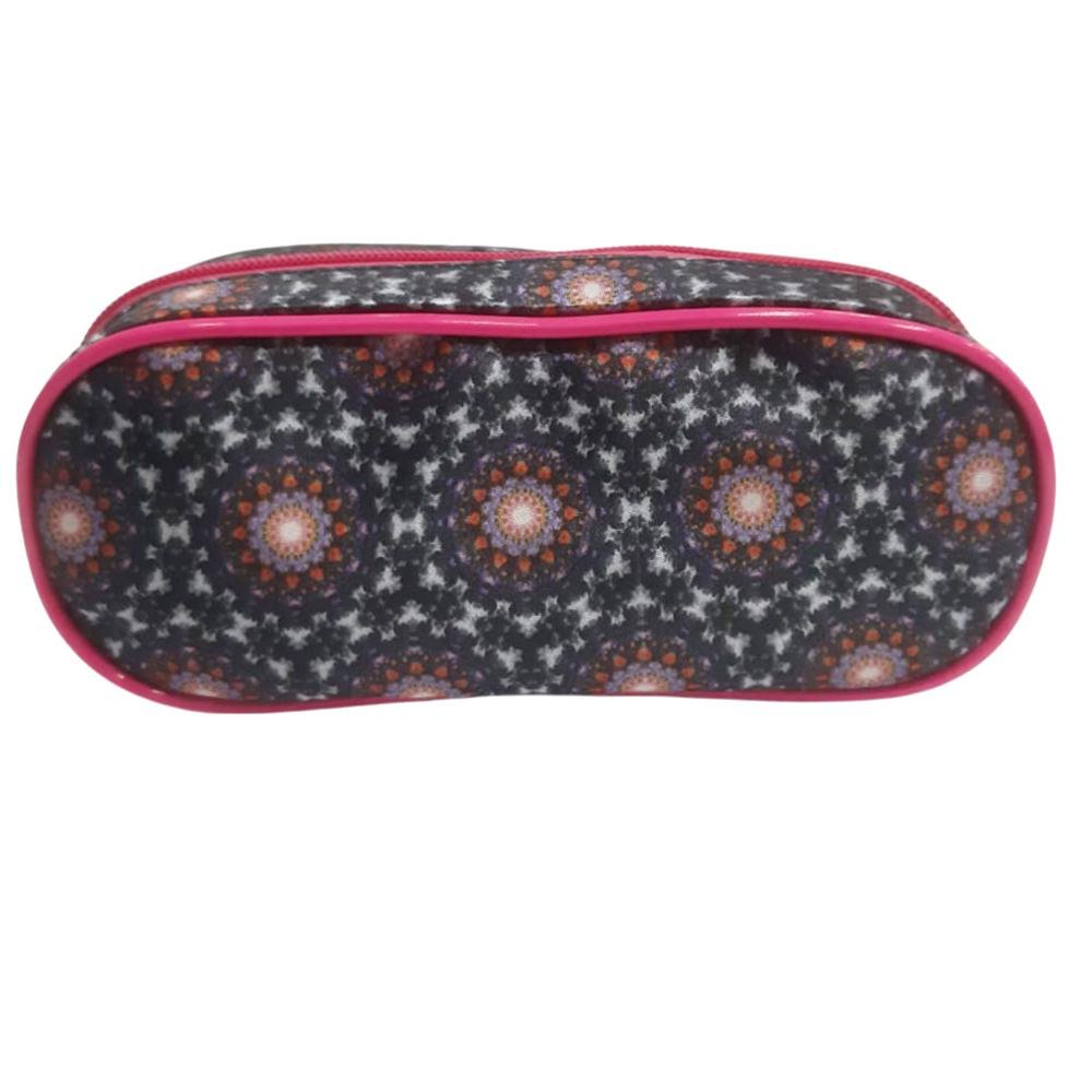 Estojo Escolar Juvenil Oval Mandala Preto Capas – Papelaria Pigmeu
